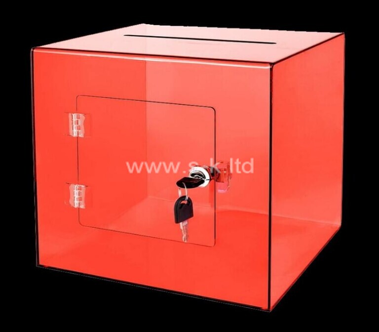 Custom lockable acrylic donation box, perspex suggestion box