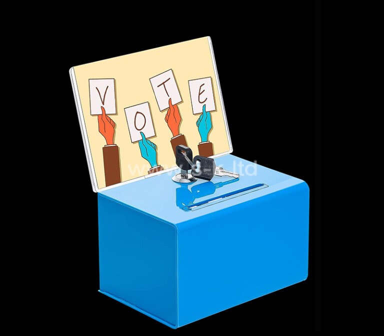 Custom orange acrylic voting box with lock